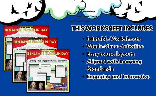 Benjamin Franklin Day Writing Prompts | Differentiated for Grades 2–8 ...