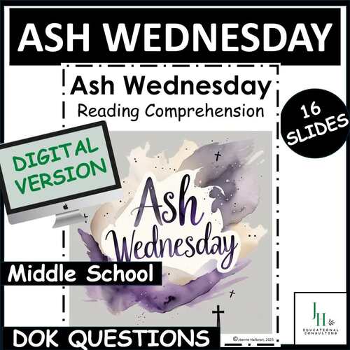 DIGITAL Ash Wednesday Reading Comprehension Activities for Middle ...