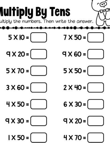 Multiply By Multiples of Ten Worksheets |Multiply by Multiples of 10