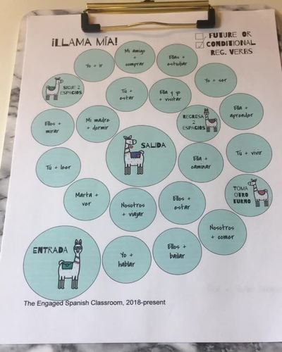 Spanish Present Tense AR Verbs Llama Mía Speaking Activity | TpT