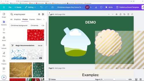 Christmas Custom Shape Frames for Canva | Drag Drop Photos | Festive Shapes