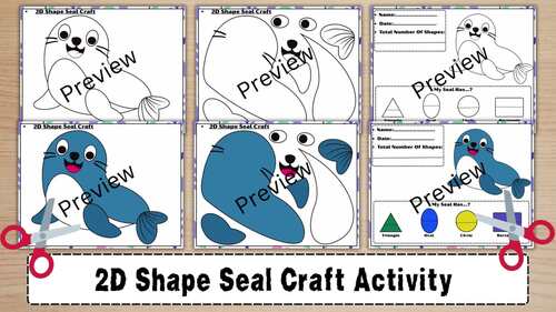 2D Shape Seal Craft V2 | Ocean Animal Math Activity | Cut, Paste ...