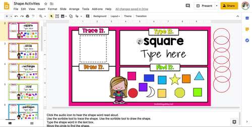 Digital Shape Activities Google Classroom™ and Seesaw™ Distance Learning