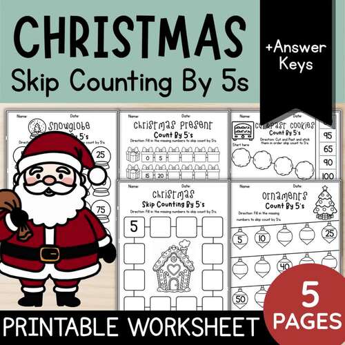 Chirstmas Day Math: Skip Counting By 5s | First and Second Grade