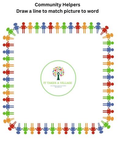 Community helpers worksheets-draw a line to match picture to word