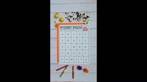Fall Mystery Puzzles Cut and Paste Letter Matching Beginning Sounds