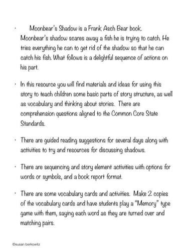 Moonbears Shadow Adapted Book Companion Receptive Expressive Language ...
