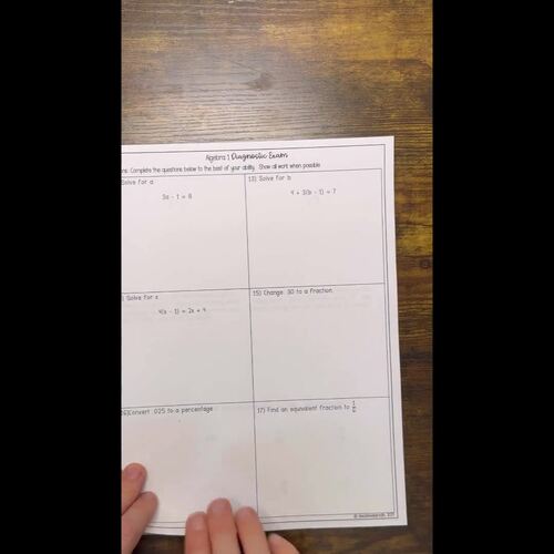 Algebra 1 Pre-Test | Back to School Algebra 1 Exam PLUS Reference Sheet