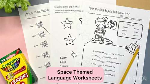 Space Themed Language Worksheets and Activities for Speech Therapy No Prep