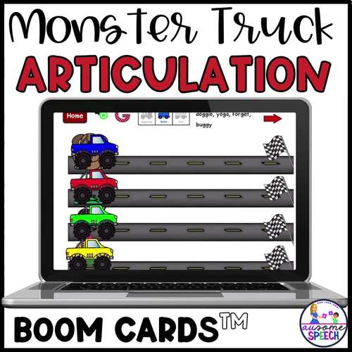 Speech Therapy Boom Cards: Monster Truck Velar Fronting of G Phoneme