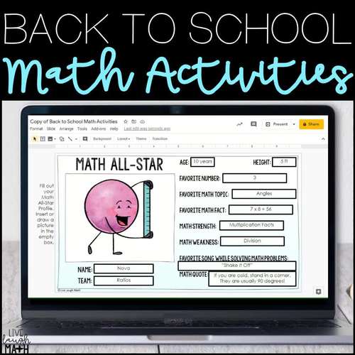 Back to School Math Activities - All About Me Math for Beginning of the ...