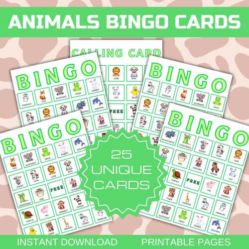 Animals Bingo Cards | Animal Activities | Birthday Party Games | TPT