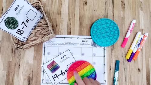 Subtraction within 20 Fidget Bubble Poppers |POP IT SOLVE IT | TPT