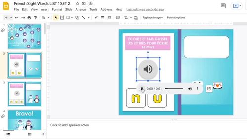 French Sight Words GOOGLE SLIDES audio | Mots Fréquents Outils | LIST 1 ...