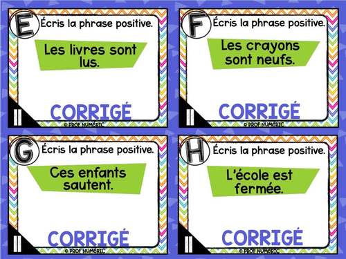 Cartes à Tâches CODES QR (La phrase positive) 2e année by Prof Numeric