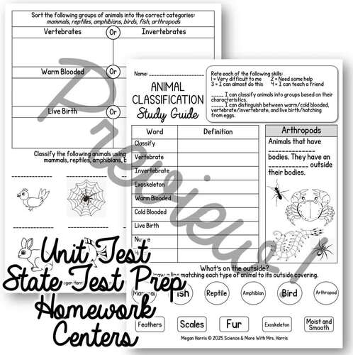 Animal Classification Study Guide Review (Print & Digital) | TPT