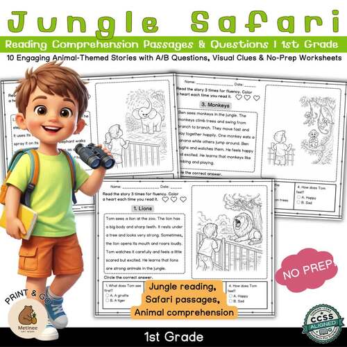 Jungle Safari Reading Comprehension Passages & Questions | 1st Grade