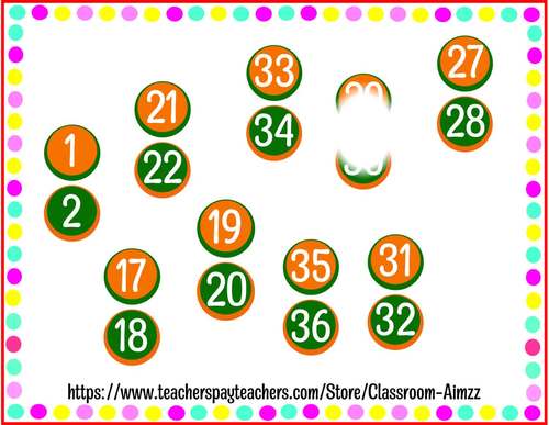 Printable Large Circle Number Labels from 1 to 36, Number Cards, Editable