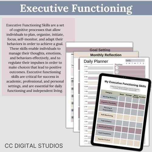 Executive Functioning Adult ADHD CBT Worksheets, Psychotherapy | TPT