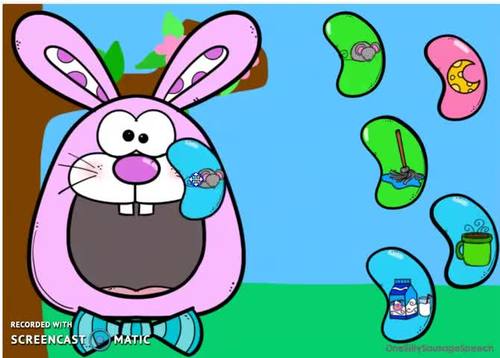 Easter Initial M Feed the Characters BOOM cards by One Silly Sausage Speech