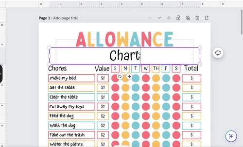 Allowance Chart For Kids | Reward Bucks Printable | Printable & Canva ...