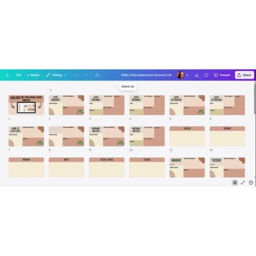 Daily Slides Google Template Morning Meeting Middle School High School Boho