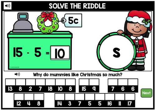 Math Riddle Christmas Boom Cards (Distance Learning) by United Teaching