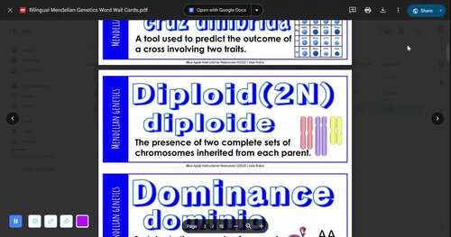 Mendelian Genetics Biology STAAR Aligned || Bilingual Word Wall Cards