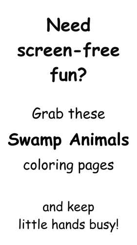 Swamp Animals Printable Coloring Pages | Wetland Wildlife Activity for Kids