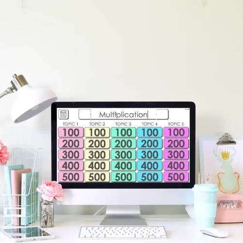 Commercial Use Editable Jeopardy Template Google Slides Pastel Rainbow ...