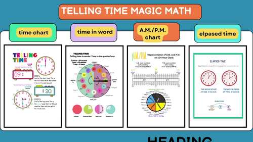 Telling Time to the 5 minutes - To Quarter hour A.M./ P.M. - Elapsed time