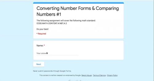 Converting Number Forms & Comparing Numbers Google Classroom™ Digital ...