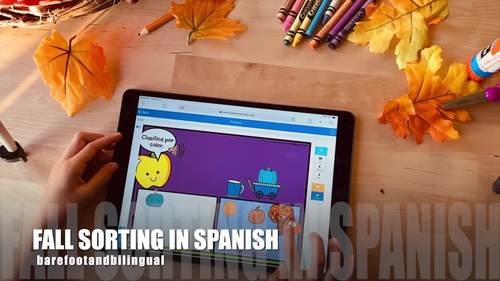 Fall Boom Cards | Sorting in Spanish | Fall Sorting | Fall Math | TPT