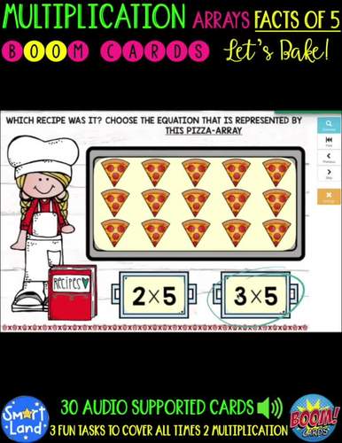 Multiplication with Arrays Facts of 5 digital cards | Baking Fun