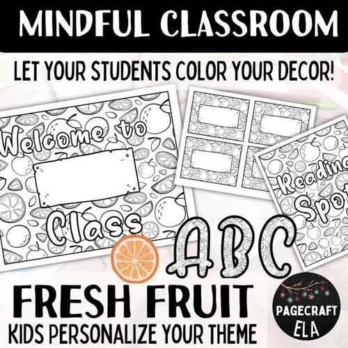 Fresh Fruit Mindful Coloring Classroom Décor | Printable Posters and Signs