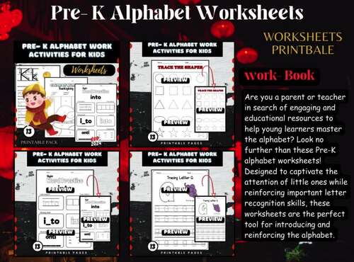 Pre- K Alphabet Letter Tracing Worksheets activities for kids | TPT