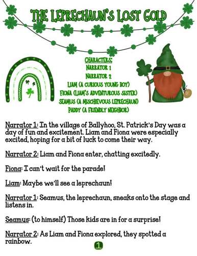 Leprechaun Gold Reader's Theater Grade 4 Fluency Color Fun St Patricks ...