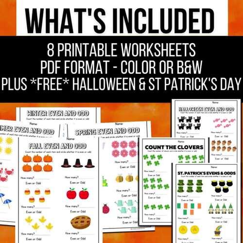 Even And Odd Number Activity BUNDLE *ALL SEASONS* No Prep Printable ...