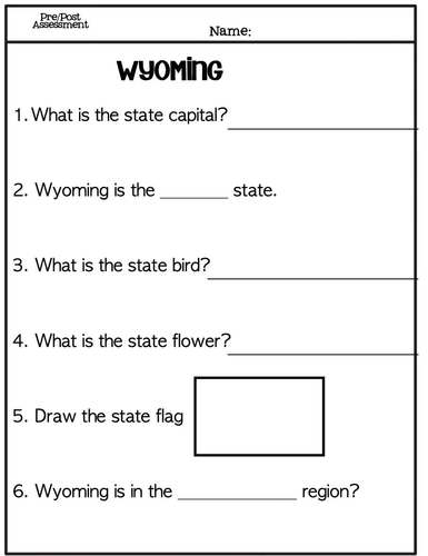 Wyoming Worksheets, 50 States Special Education by ALL ABOUT SPED with ...