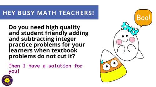 Adding and Subtracting Integers Halloween Math Coloring Activity