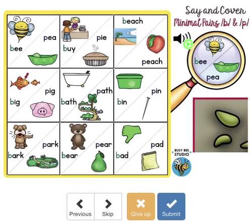Articulation Boom Cards | Articulation Minimal Pairs B-P by Busy Bee Studio