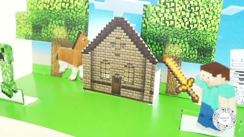 Minecraft Castle Scene 3D Craftivity - 100% Editable by Creative Lab