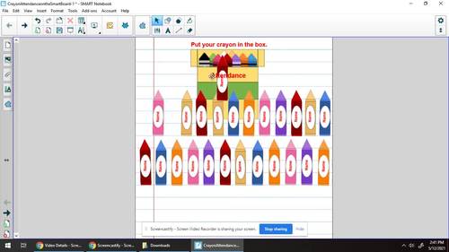 Crayon Attendance on the Smart Board™ by Little Library of Learning