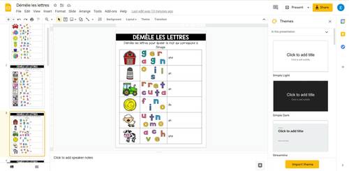 FRENCH GOOGLE SLIDES ACTIVITIES FOR EARLY FINISHERS - DÉMÊLE LES LETTRES