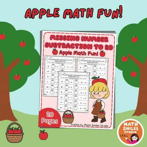 Apple Missing Number Subtraction to 20 | Fall Math Worksheets | 1st ...