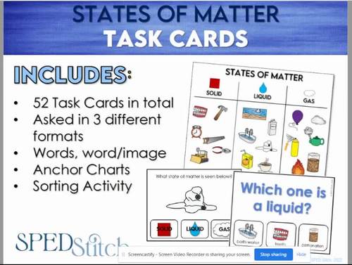 Science States of Matter {solid, liquid, gas} Task Cards & Sorting ...