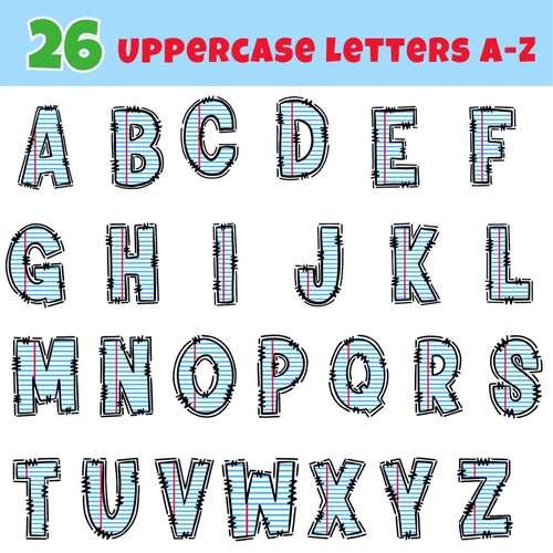 Back to School Alphabet PNG | Notebook Page Letters | Fun School Decor
