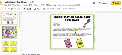 Multiplication Digital Board Game - 1 and 2 Digit Multipliers ...