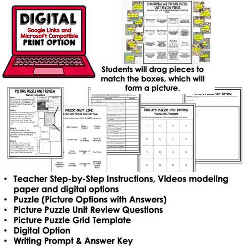 American History Vocabulary Activity Picture Puzzle Study Guide Test ...