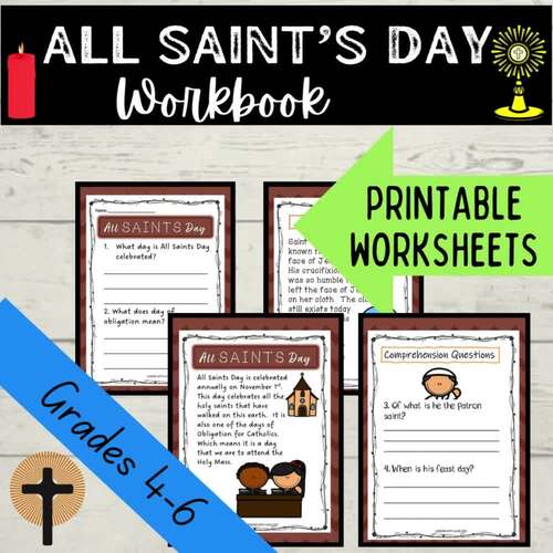 All Saints Day Catholic Religion Printable Worksheets (Grades 4-6)